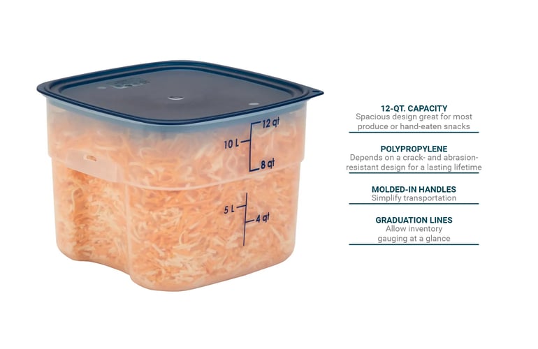 Cambro 12SFSPROPP190 12 qt FreshPro Square Food Storage Container ...