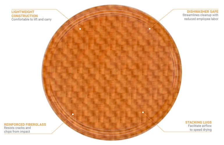 Cambro 1400302 14" Round Serving Camtray - Fiberglass, Light Basket Weave