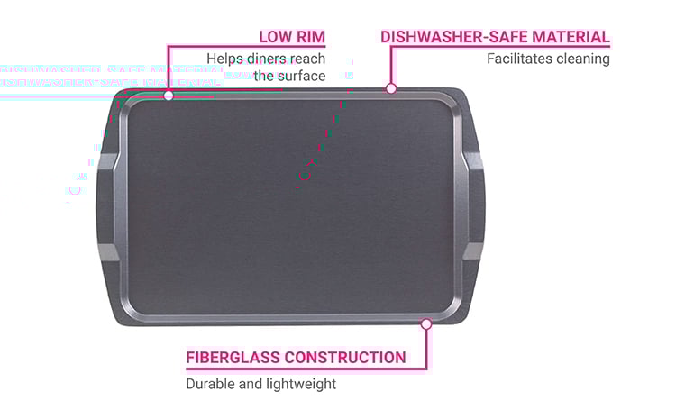 Cambro 1525RST-612 Rectangular Room Service Tray - 14x21" Brushed Steel