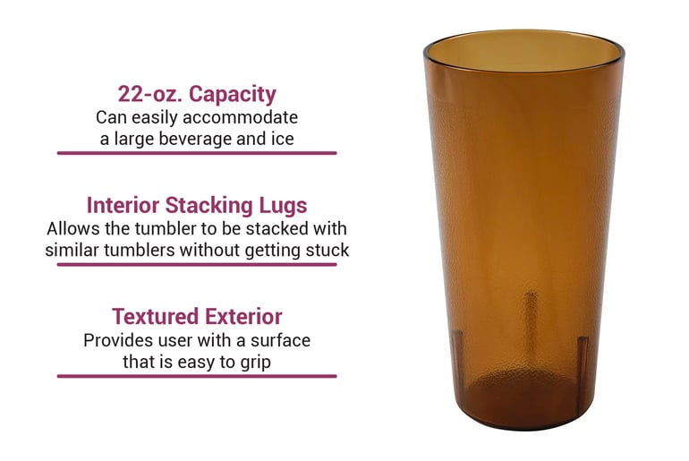 Cambro 2000P153 22 oz Amber Textured Plastic Tumbler