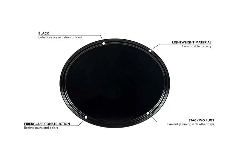 Cambro 2500110 Oval Serving Camtray - 19 1/4x24", Fiberglass, Black