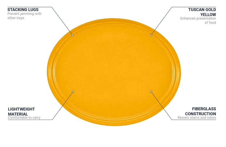 Cambro 2500171 Oval Serving Camtray - 19 1/4x24", Fiberglass, Tuscan Gold