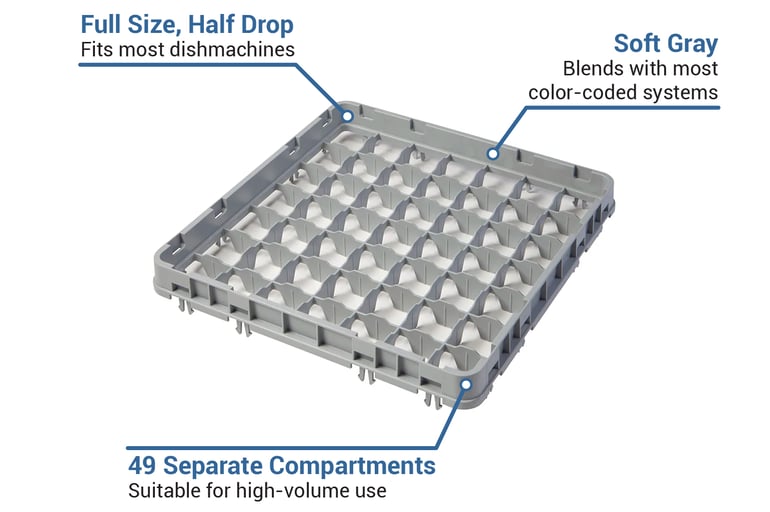 Cambro 49E2151 Full Size Glass Rack Extender w/ (49) Compartments ...
