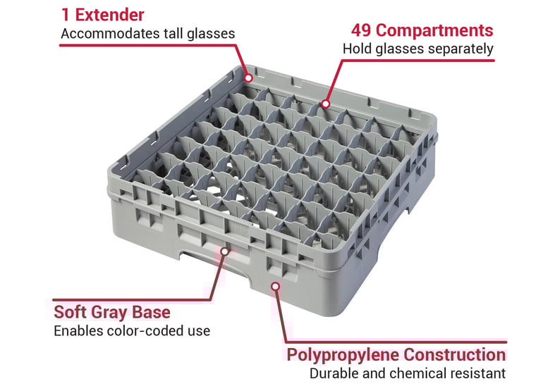 Cambro 49S318151 Camrack® Glass Rack w/ (49) Compartments - (1) Gray ...