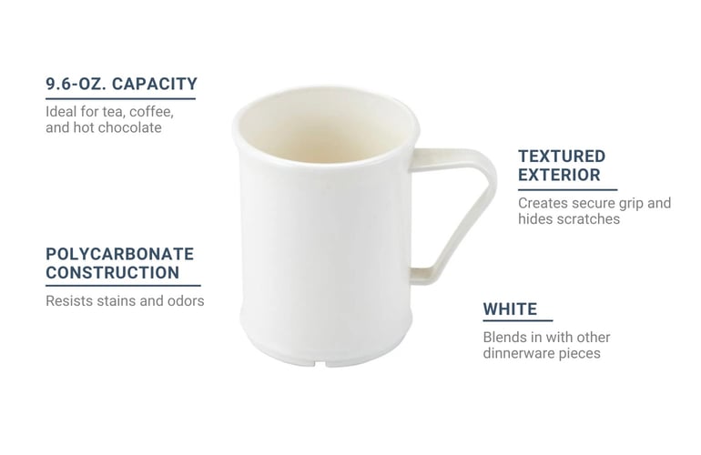 Cambro 96CW148 9 3/5 oz Plastic Mug, White