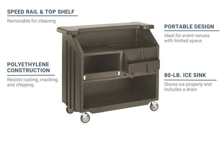 Cambro BAR540194 54" Cambar Portable Bar - 80 lb Ice Sink, Speed Rail ...