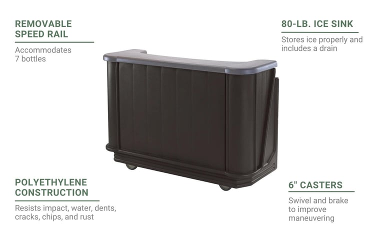 Cambro BAR650420 67 1/2" Portable Bar - 80 lb Ice Sink, Speed Rail ...