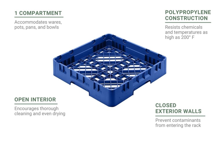 Cambro BR258186 Camrack Base Rack - Full Size, 1 Compartment, 4"H, Navy ...