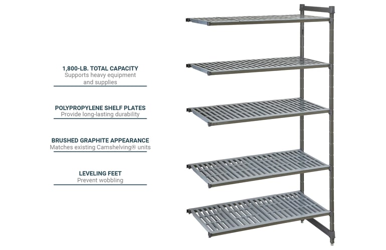 Cambro CBA245472V5580 54" NSF 5-Tier Polymer Shelf Kit - Camshelving ...