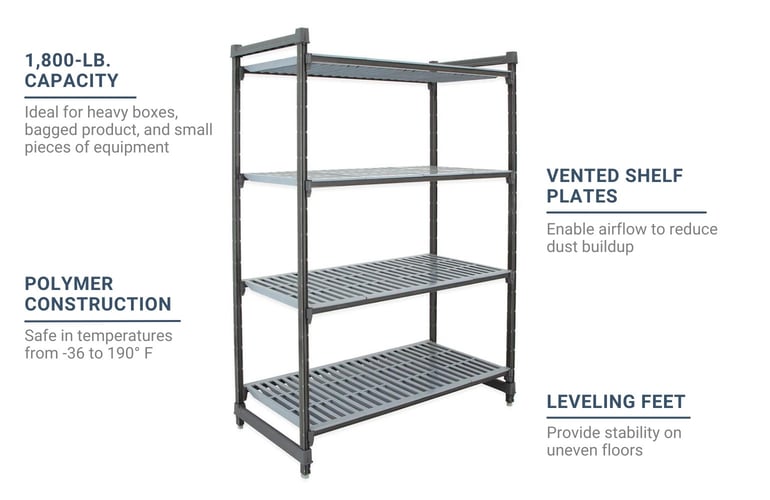 Cambro CBU213684V4580 36" NSF 4-Tier Polymer Shelf Kit - Camshelving ...