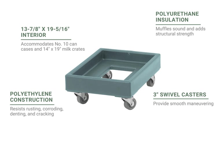 Cambro CD1420401 Camdolly® for Milk Crates w/ 350 lb Capacity, Slate Blue