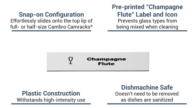 Cambro CECCF6000 "Champagne Flute" Snap On Extender ID Clip for All ...