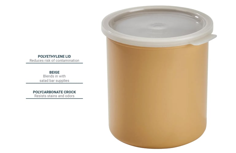 Cambro CP27133 2 7/10 qt Salad Crock with Lid - Polypropylene, Beige