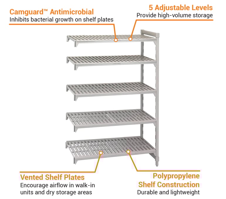 Cambro CPA184284V5PKG 42" NSF 5-Tier Polymer Shelf Kit - Camshelving ...