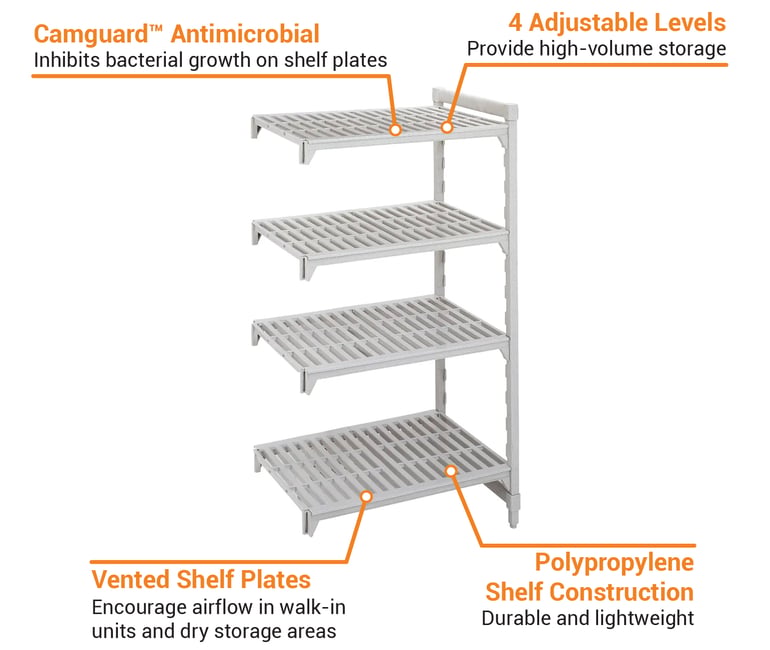 Cambro CPA184884V4PKG 48" NSF 4-Tier Polymer Shelf Kit - Camshelving ...