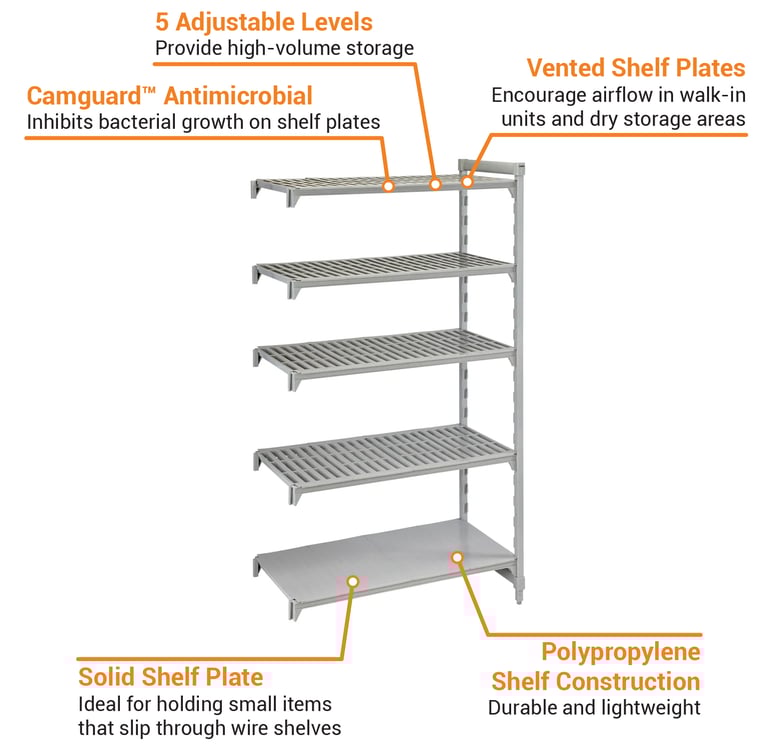 Cambro CPA184884VS5PKG 48" NSF 5-Tier Polymer Shelf Kit - Camshelving ...