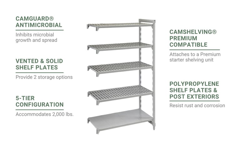 Cambro CPA214884VS5PKG 48" NSF 5-Tier Polymer Shelf Kit - Camshelving ...