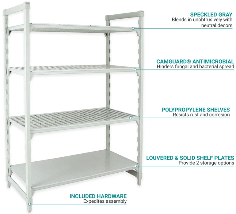 Cambro CPU214272VS4480 42" NSF 4-Tier Polymer Shelf Kit - Camshelving ...