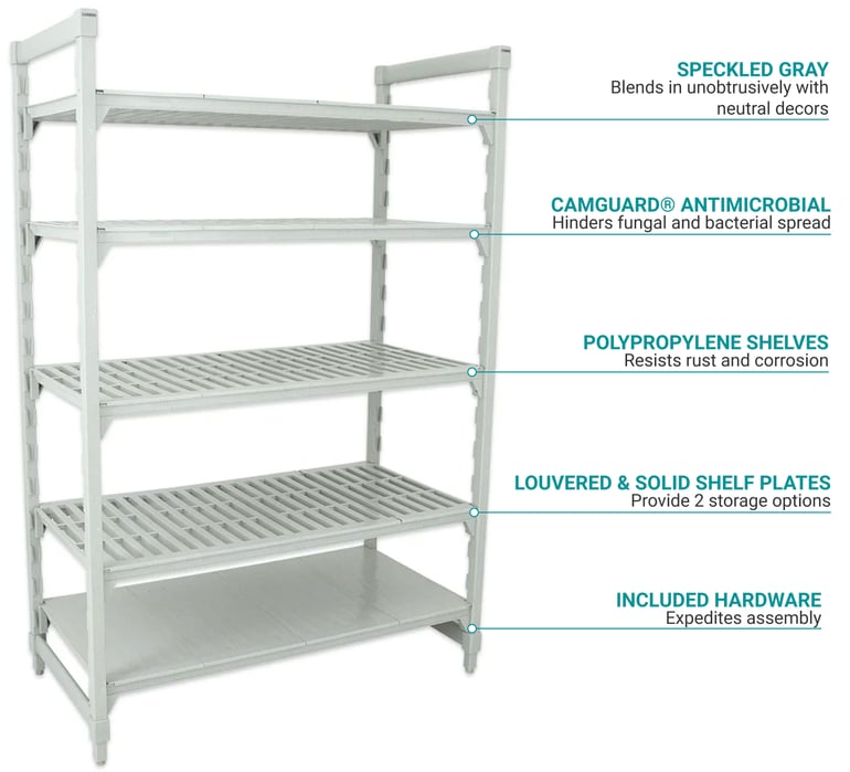 Cambro CPU215484VS5PKG 54" NSF 5-Tier Polymer Shelf Kit - Camshelving ...