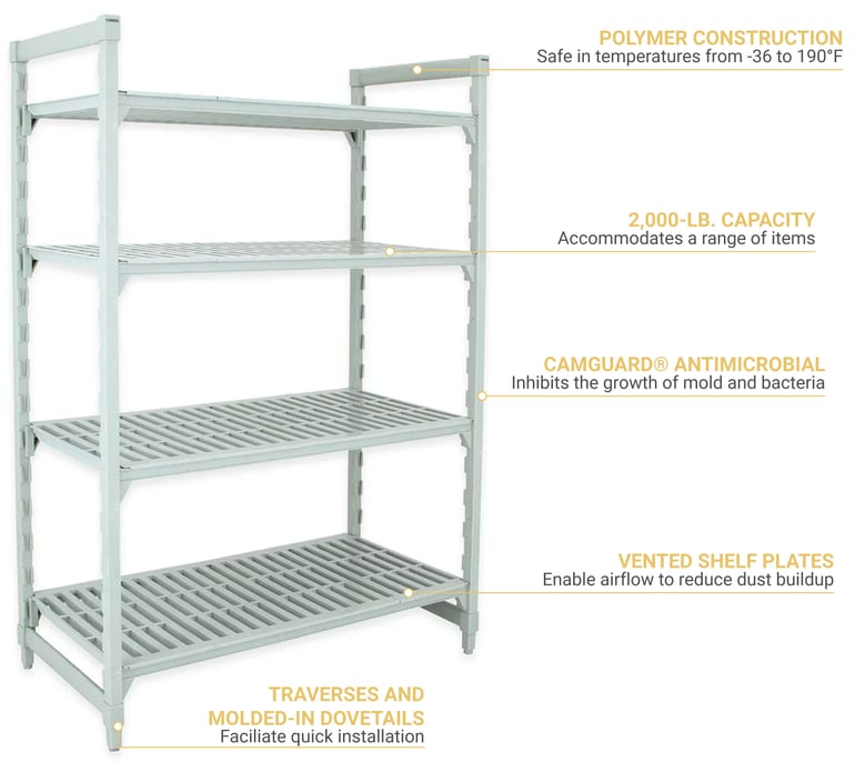 Cambro CPU247264S4PKG 72" NSF 4-Tier Polymer Shelf Kit - Camshelving ...