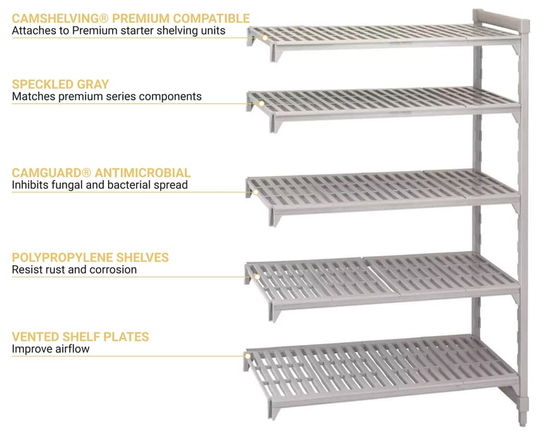 Cambro CPA184872V5480 48" NSF 5-Tier Polymer Shelf Kit - Camshelving ...
