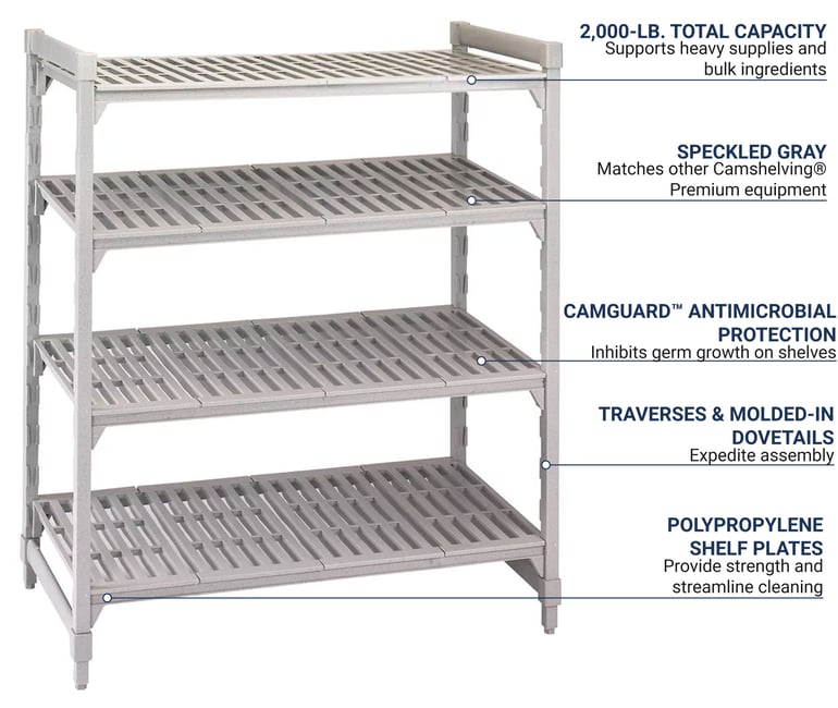 Cambro CPU214272V4480 42" NSF 4-Tier Polymer Shelf Kit - Camshelving ...
