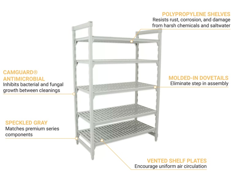 Cambro CPU244872V5480 48" NSF 5-Tier Polymer Shelf Kit - Camshelving ...