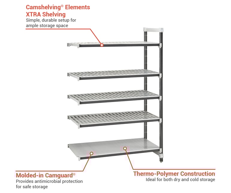 Cambro EXA183084VS5480 30" NSF 5-Tier Polymer Shelf Kit - Camshelving ...