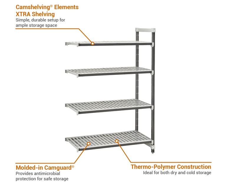 Cambro EXA184284V4480 42" NSF 4-Tier Polymer Shelf Kit - Camshelving ...
