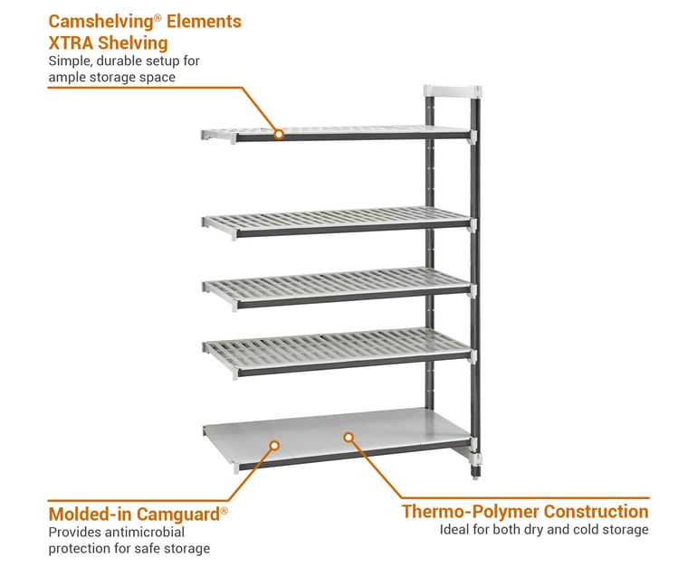 Cambro EXA184284VS5480 42" NSF 5-Tier Polymer Shelf Kit - Camshelving ...