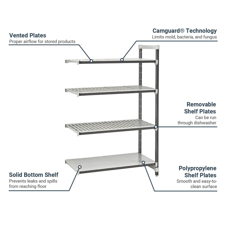 Cambro EXA213072VS4480 30" NSF 4-Tier Polymer Shelf Kit - Camshelving ...