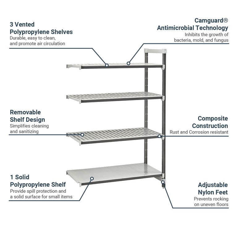 Cambro EXA214264VS4480 42" NSF 4-Tier Polymer Shelf Kit - Camshelving ...