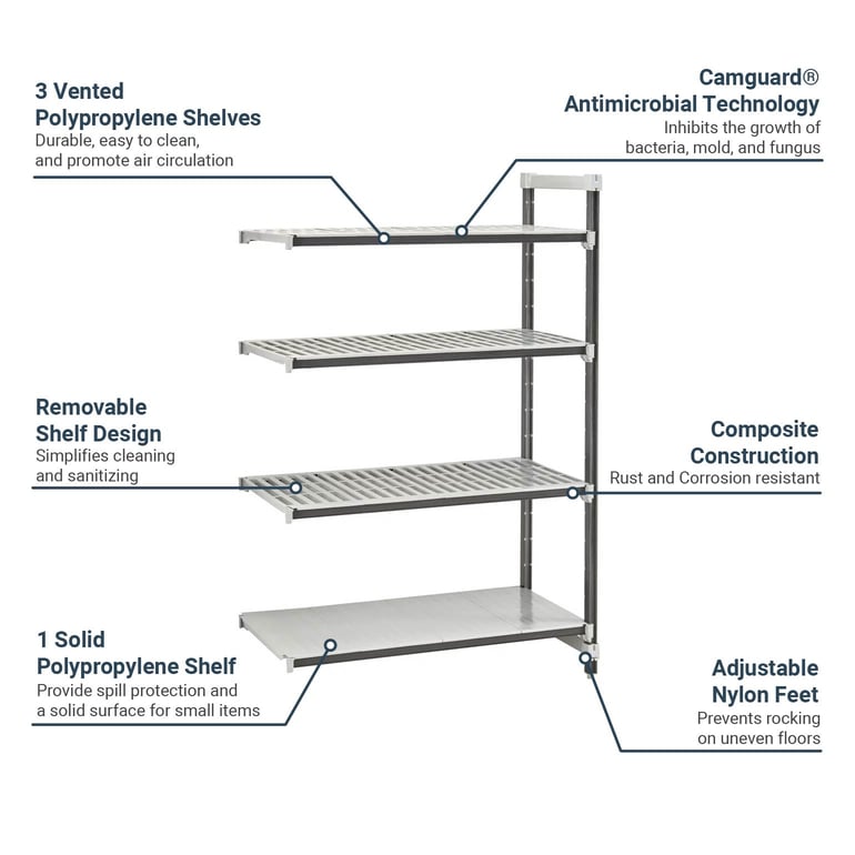Cambro EXA214272VS4480 42" NSF 4-Tier Polymer Shelf Kit - Camshelving ...