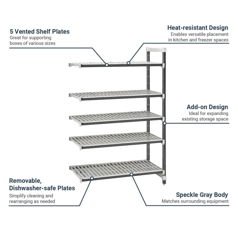 Cambro EXA214284V5480 42" NSF 5-Tier Polymer Shelf Kit - Camshelving ...