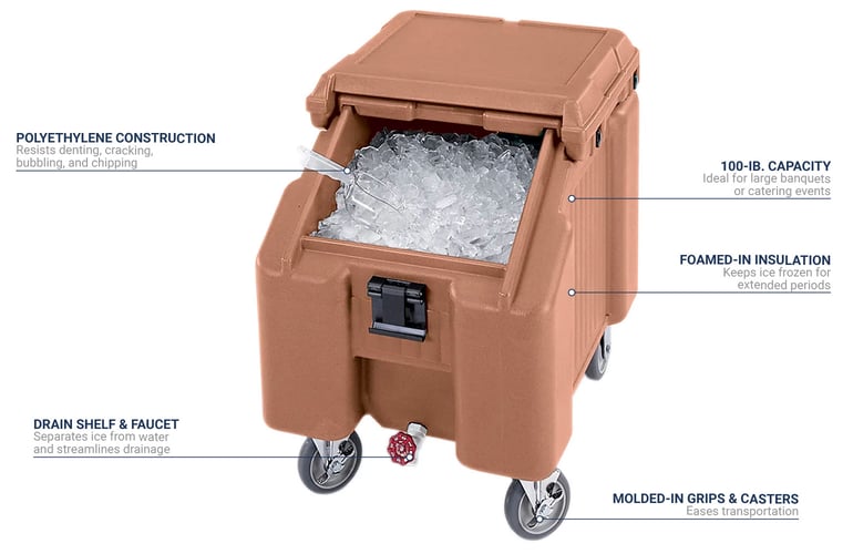 Cambro ICS100L4S157 100 lb SlidingLid™ Insulated Mobile Ice Caddy ...