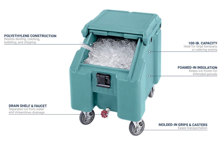 Cambro ICS100L4S401 100 lb SlidingLid™ Insulated Mobile Ice Caddy ...