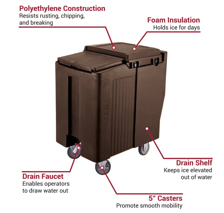 Cambro ICS125T131 125 lb SlidingLid™ Insulated Mobile Ice Caddy ...