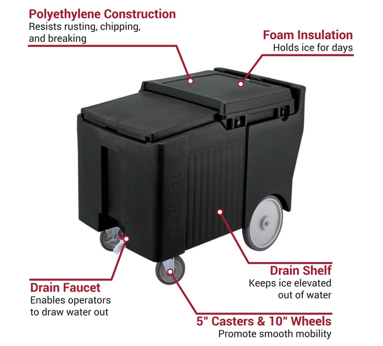Cambro ICS175LB110 175 lb SlidingLid™ Insulated Mobile Ice Caddy ...