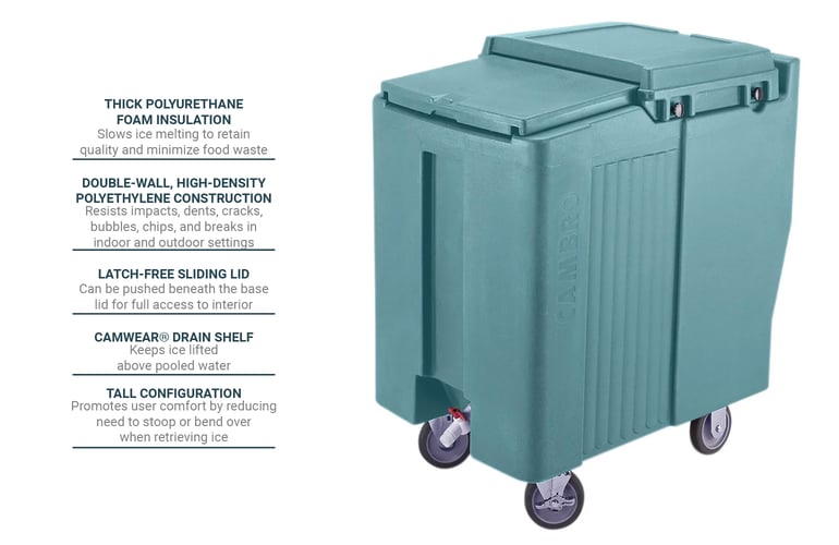 Cambro ICS175T401 175 lb SlidingLid™ Insulated Mobile Ice Caddy ...