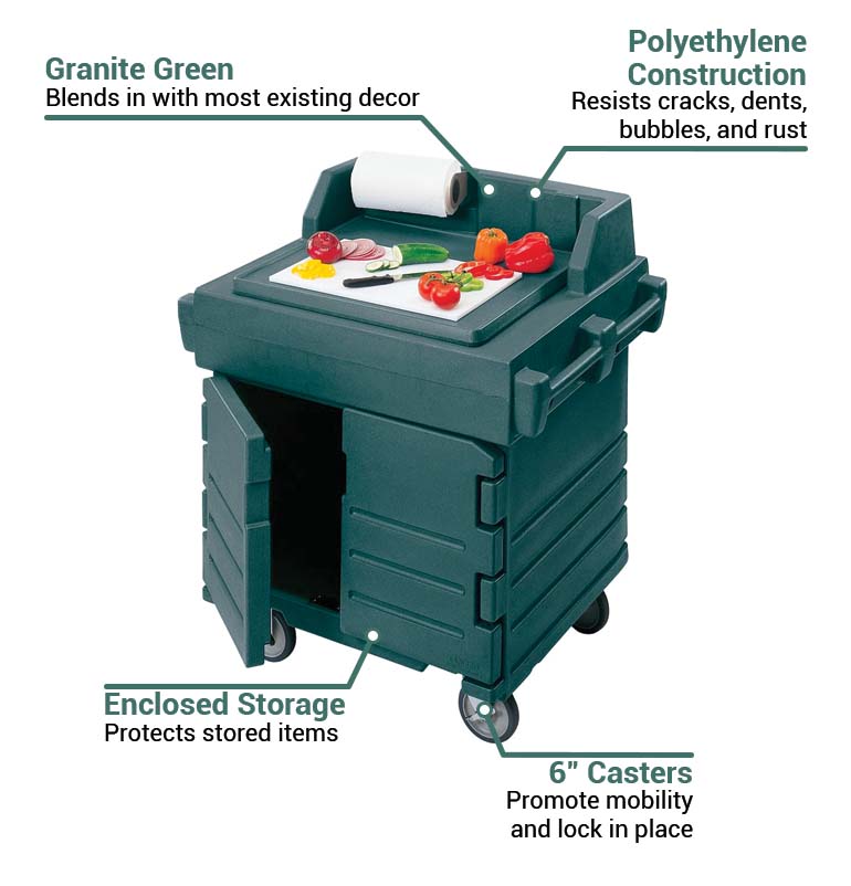 Cambro KWS40192 40 9/16" Mobile Serving Counter w/ Cabinet ...