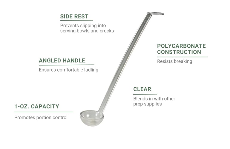 Cambro LD130135 1 oz Camwear® Salad Dressing Ladle - Plastic, Clear
