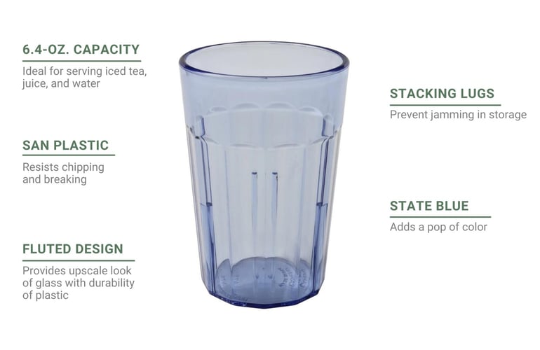 Cambro NT5401 6 2/5 oz Slate Blue Fluted Plastic Tumbler