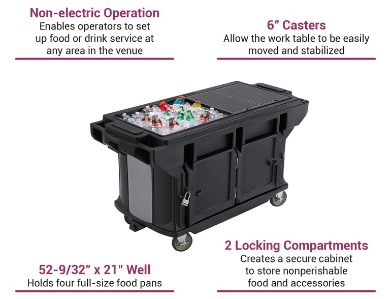 Cambro VBRUT5110 52 9/32" Work Table Cold Food Bar - (4) Pan Capacity ...