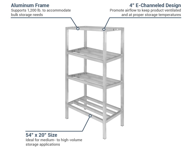 Channel 54" Heavy-duty Shelf w/ 1200 lb Capacity, Aluminum (EC2054)