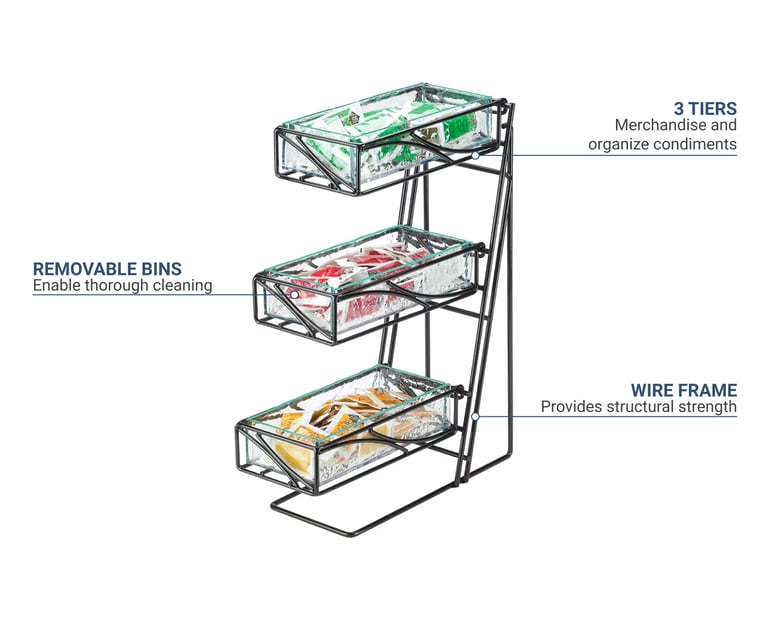 Cal-Mil 1235-13-43 Condiment Organizer w/ (3) Bins - Black