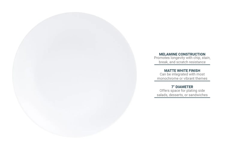 Cal-Mil 22390-7-15 7" Round Melamine Coupe Plate, White/Matte Finish