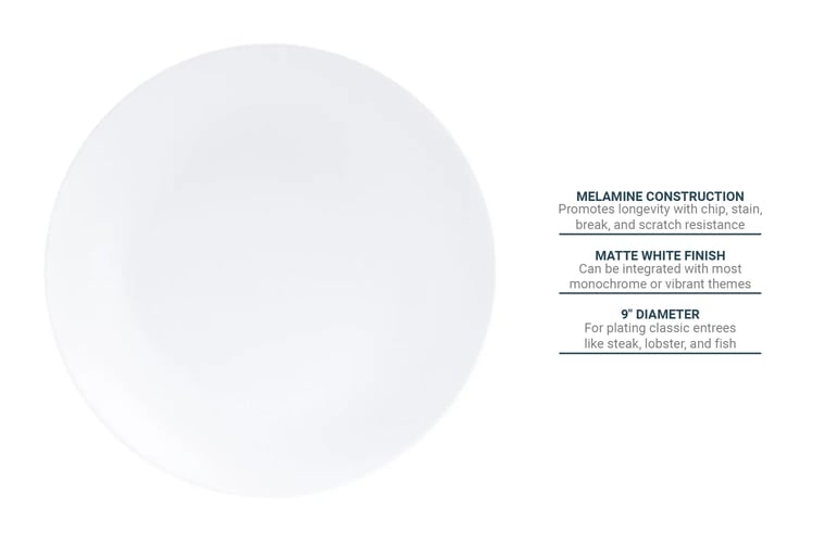 Cal-Mil 22390-9-15 9" Round Melamine Coupe Plate, White/Matte Finish