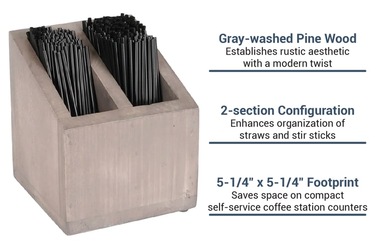 Cal-Mil 3308-110 2 Compartment Stir Stick Holder - 5 1/4" x 5 1/4" x 5 ...