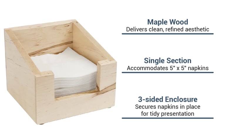 Cal-Mil 3309-71 6 1/4" Square Napkin for 5" Napkin - 5 1/2"H, Maple Wood