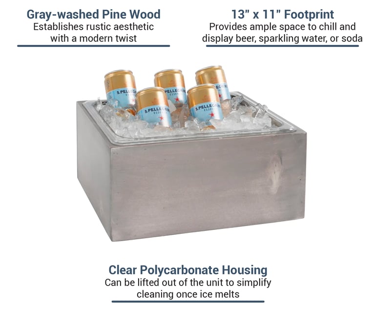 Cal-Mil 3360-10-110 Rectangular Ice Housing w/ Clear Ice Tub - 13"W x ...